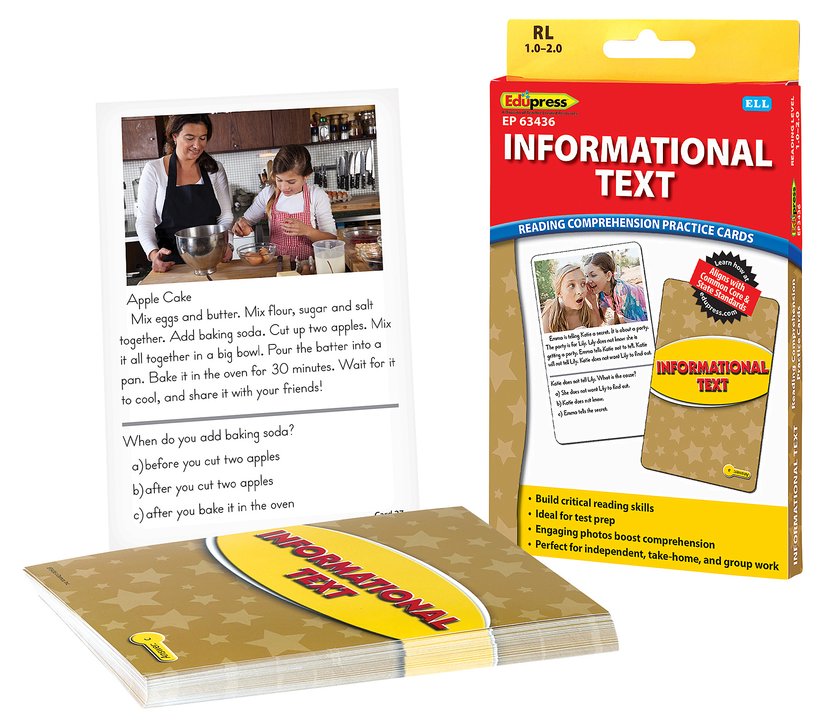 Reading Comprehension Practice Cards: Informational Text (Yellow Level ...