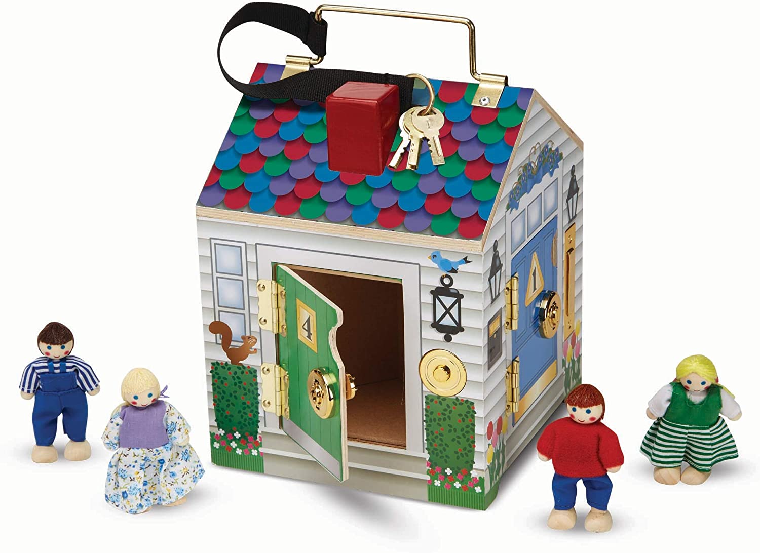 Wooden Doorbell House - School Crossing & Toy Station